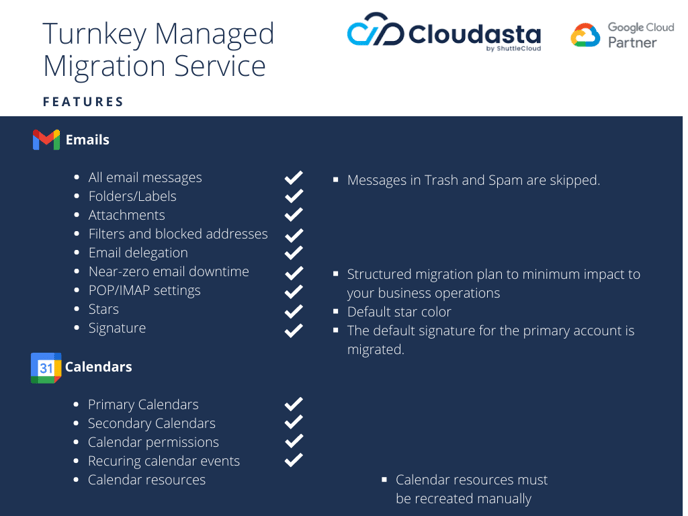 Google to Google Migration Features Google to Google Migration Features